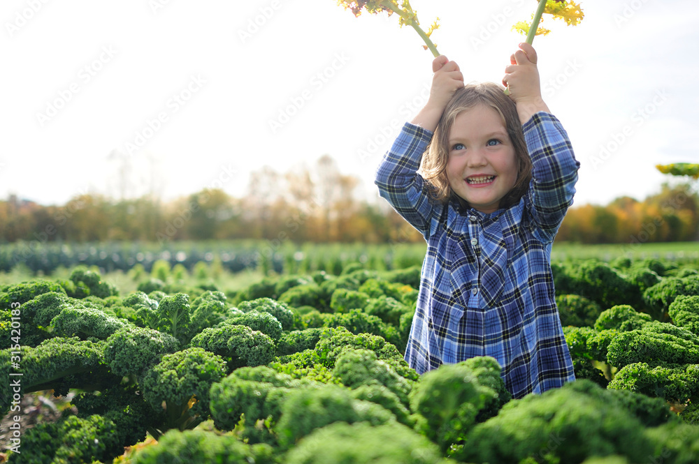 Girl in a kali field, leaves as rabbit ears Stock Photo | Adobe Stock