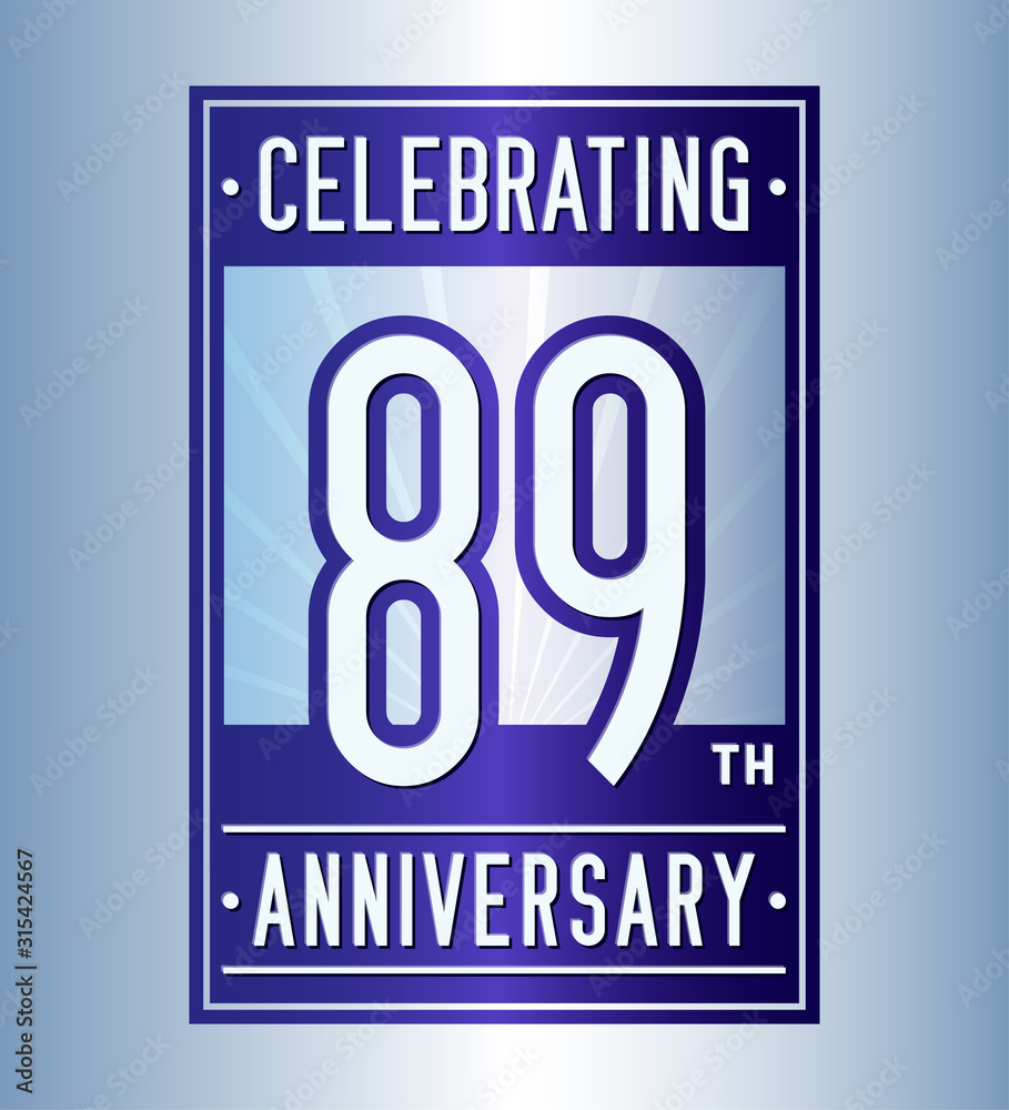89 years logo design template. Anniversary vector and illustration ...