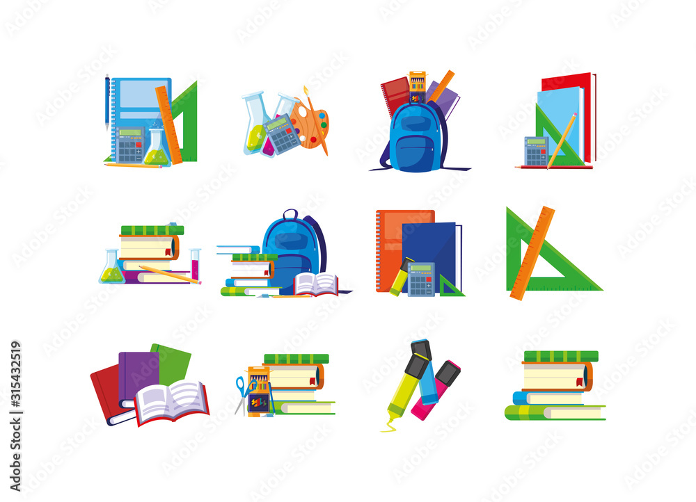 Isolated school icon set vector design Stock Vector | Adobe Stock