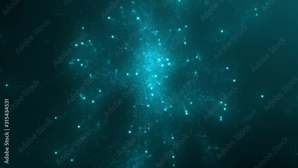 Vidéo Stock Abstract blue particles dust flying around screen leaving ...