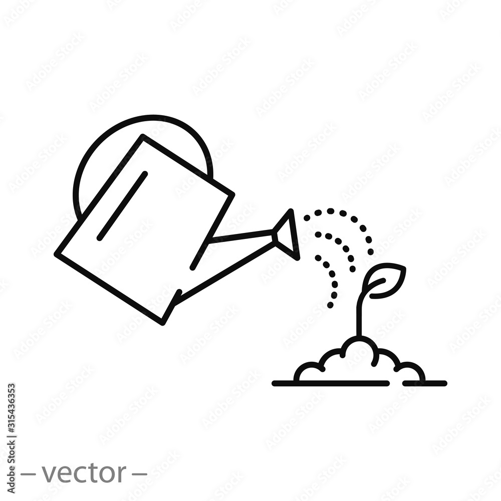 watering plant icon, seed growth, agriculture garden, horticulture ...