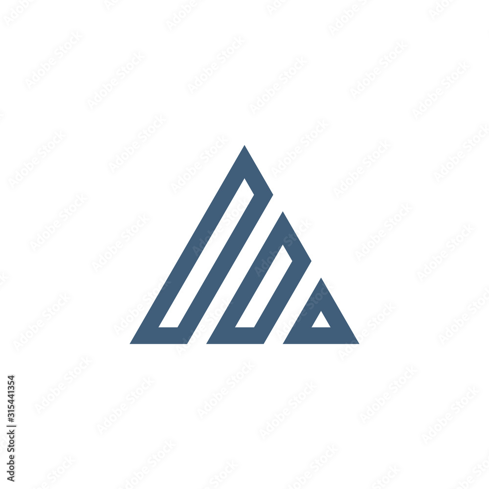 Geometrical triangle in three parts logo design. Technology business ...