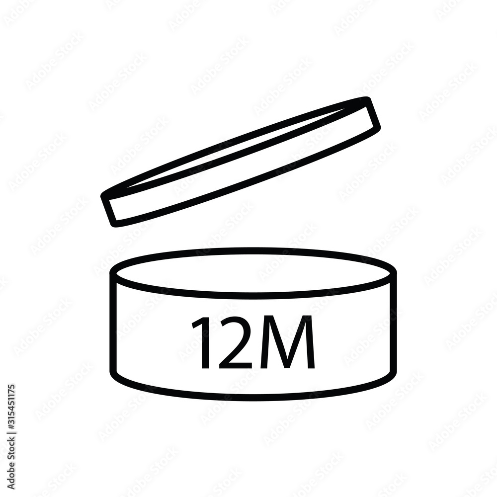 Period after opening PAO symbol 12M icon.The useful lifetime of ...