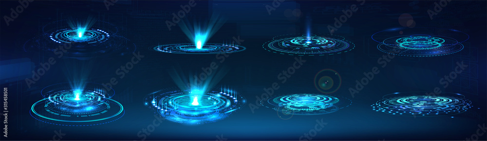 HUD GUI holograms and futuristic elements. Vector set digital ...