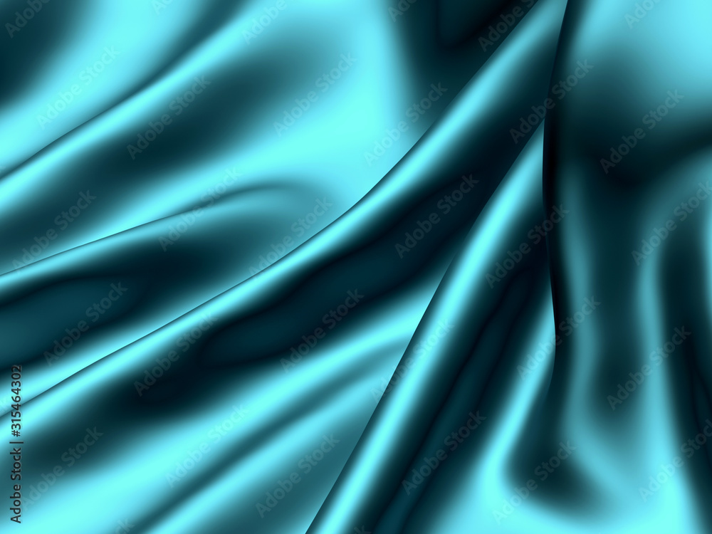 Brilliant Satin Sheet - Jewel Blue Silk Folded Background - 3D Image of ...