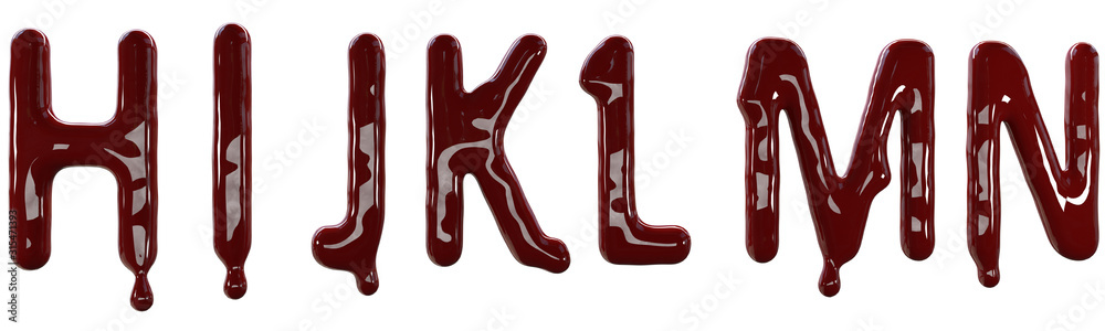 Creepy letters made from red fresh blood. 3d render isolated on white ...