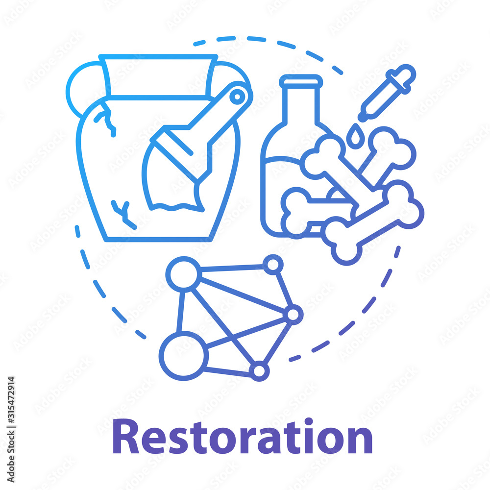 Restoration concept icon. Laboratory analysis archeological artifacts ...