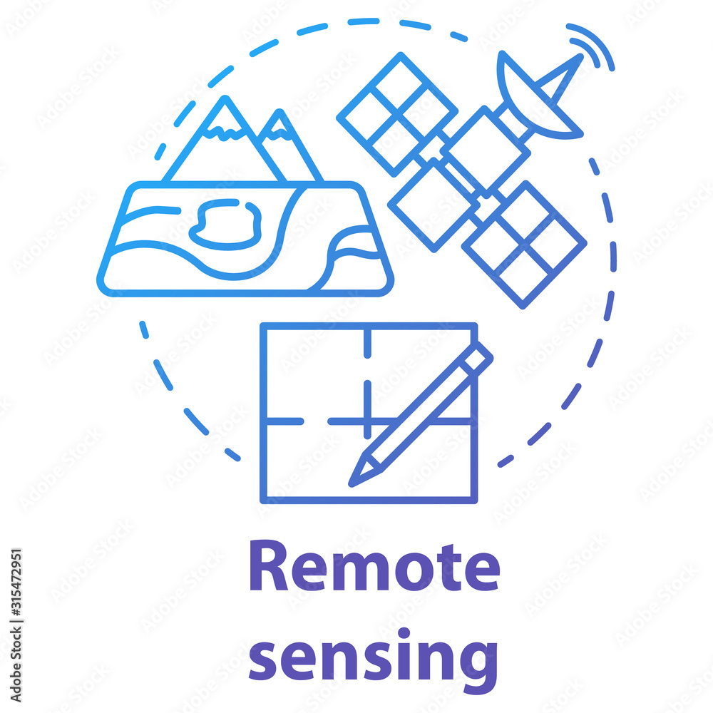 Remote sensing concept icon. Modern cartography. Earth exploration from ... Remote sensing concept icon. Modern cartography. Earth exploration from ...