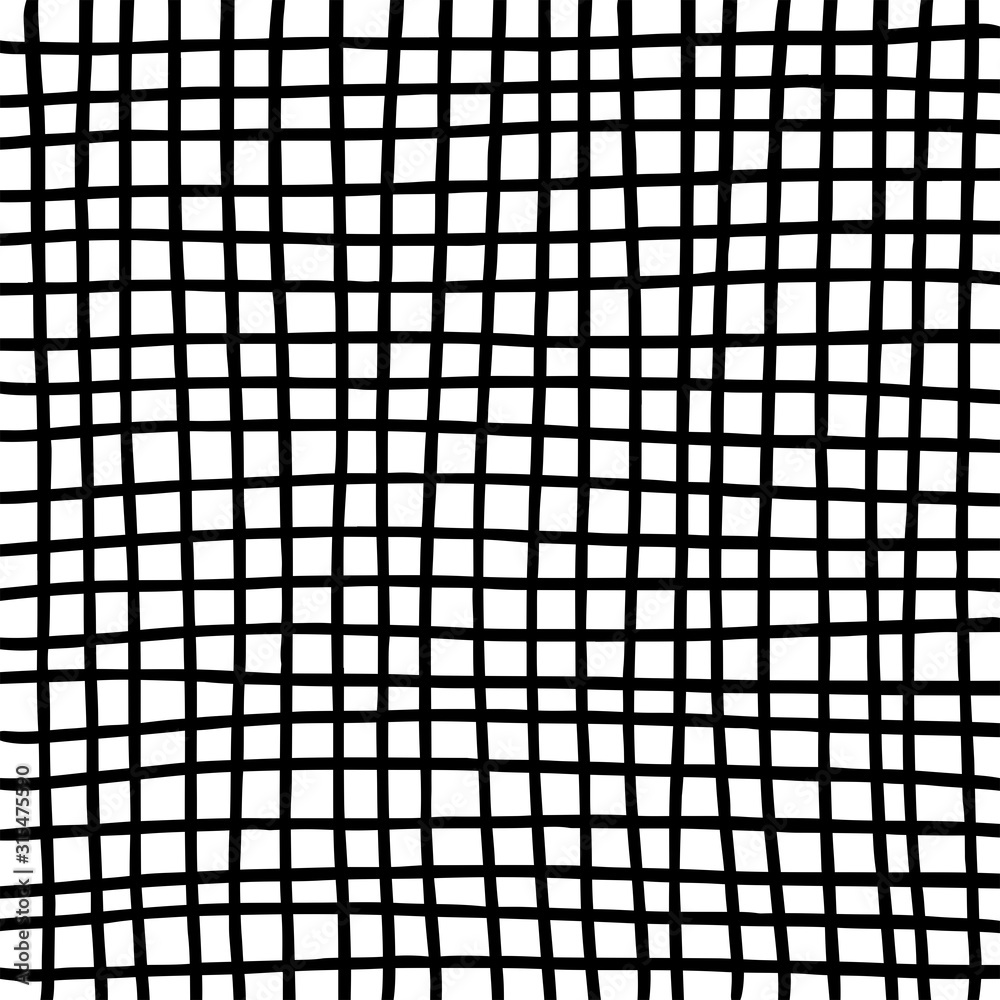Hand drawn grid texture. Thick black lines on white background. Sketch ...