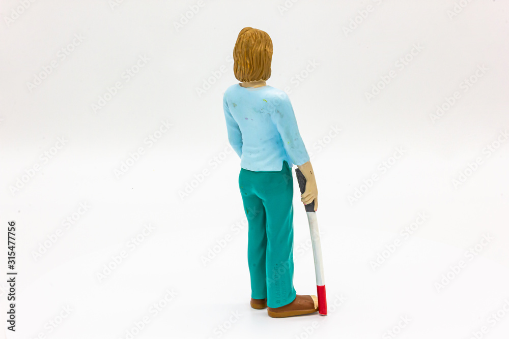 Isolated Disabled Young Blind Woman with Walking Stick. Good for ...