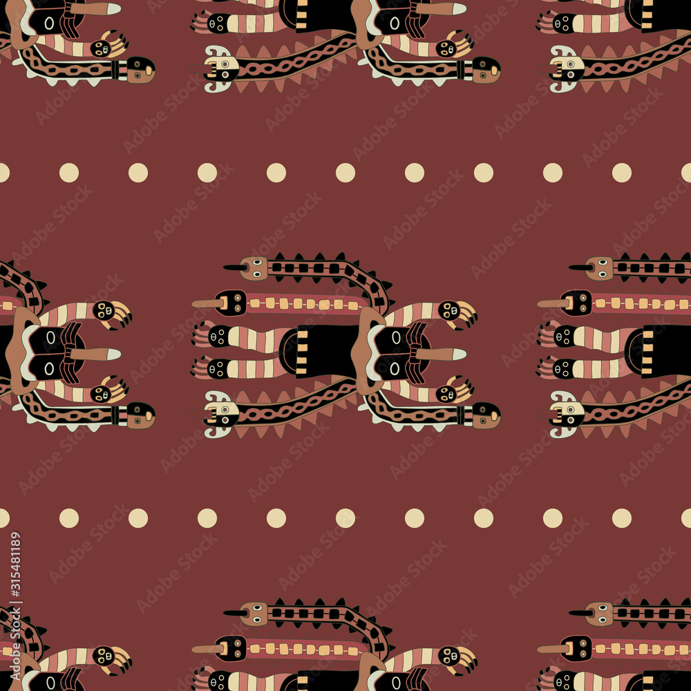 Seamless ethnic pattern with ancient Peruvian motifs from Paracas ...