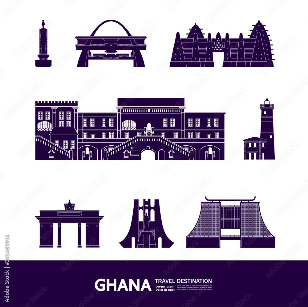 Ghana travel destination grand vector illustration. Stock Vector ...