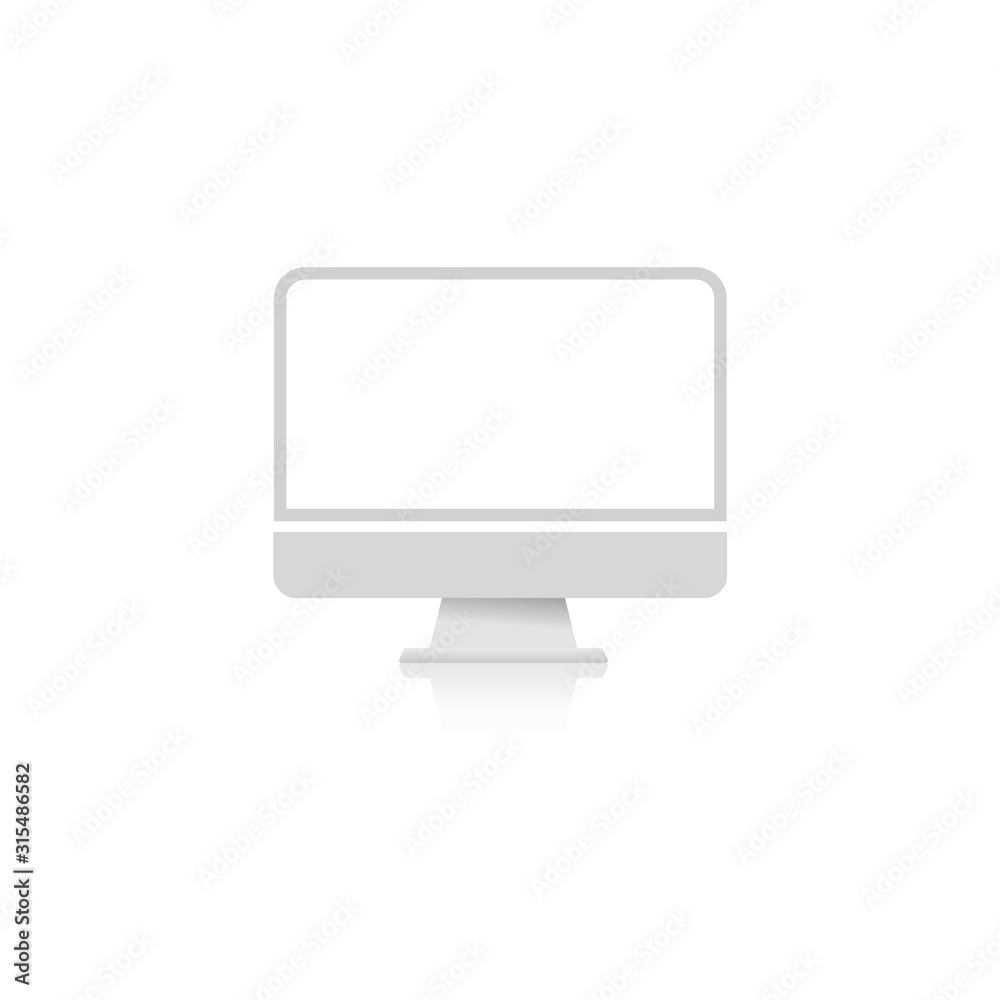 White computer, monitor screen in white background. Vector illustration ...