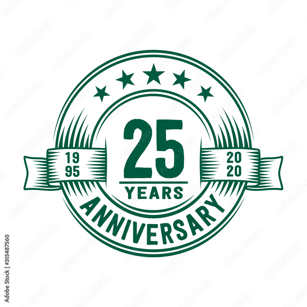 25 years logo design template. 25th anniversary vector and illustration ...