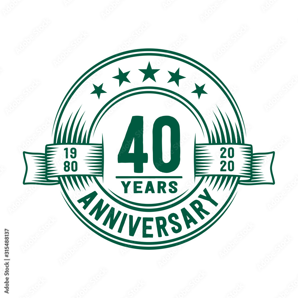 40 years logo design template. 40th anniversary vector and illustration ...