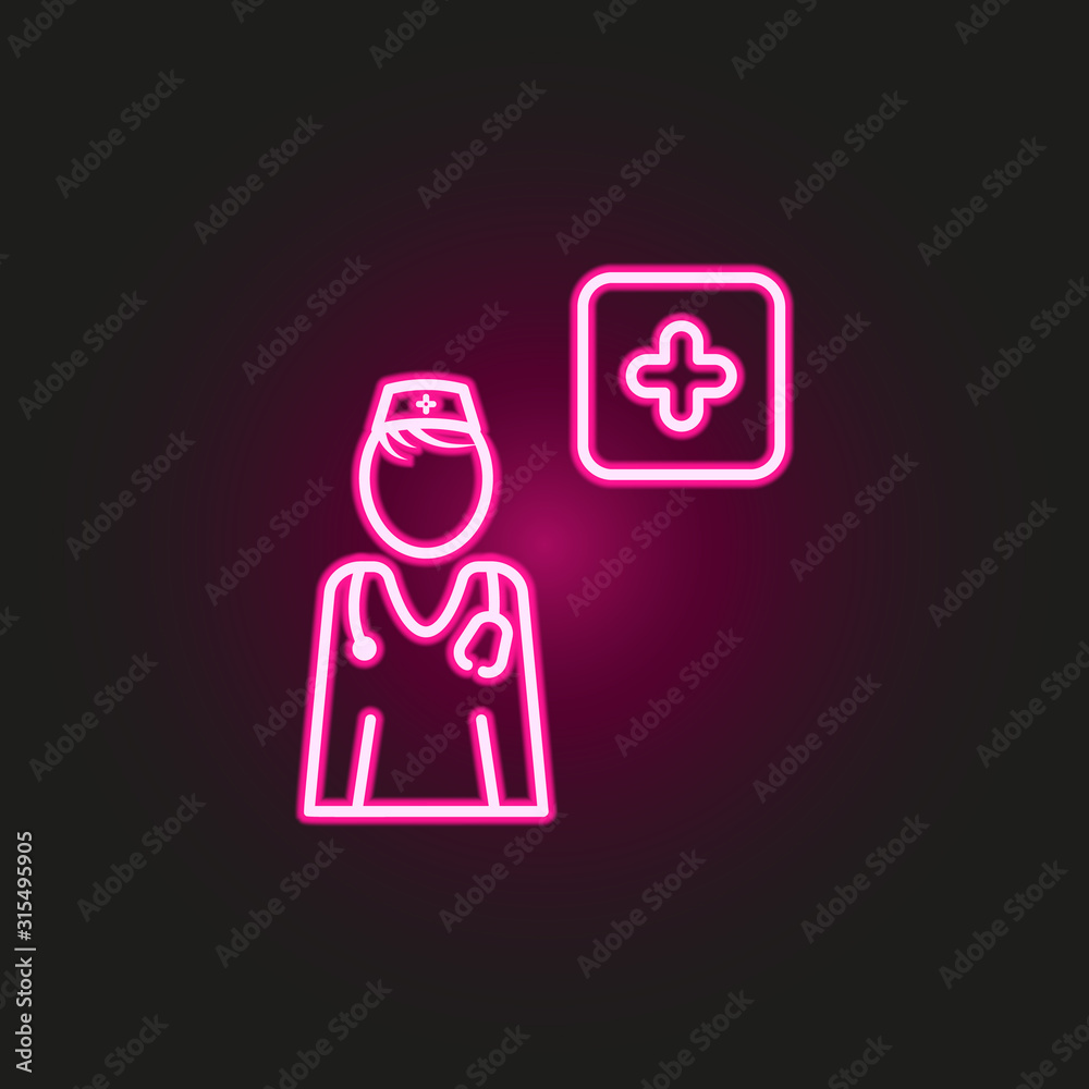 First aid neon style icon. Simple thin line, outline vector of medical ...