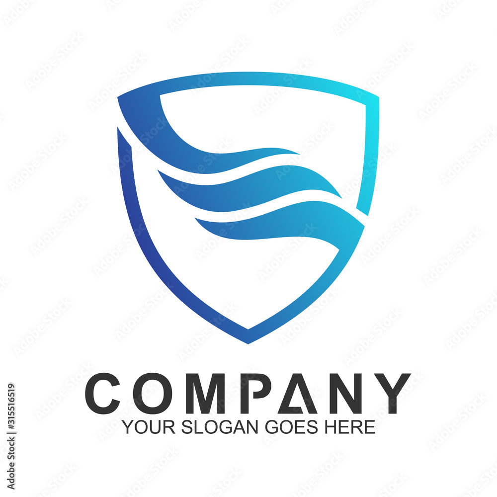 shield wave logo, water splash vector, abstract wave icon Stock Vector ...