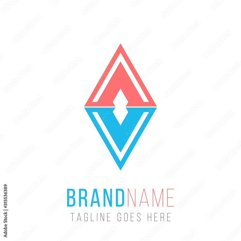 Rhombus abstract vector logo design template. Can represent water and ...