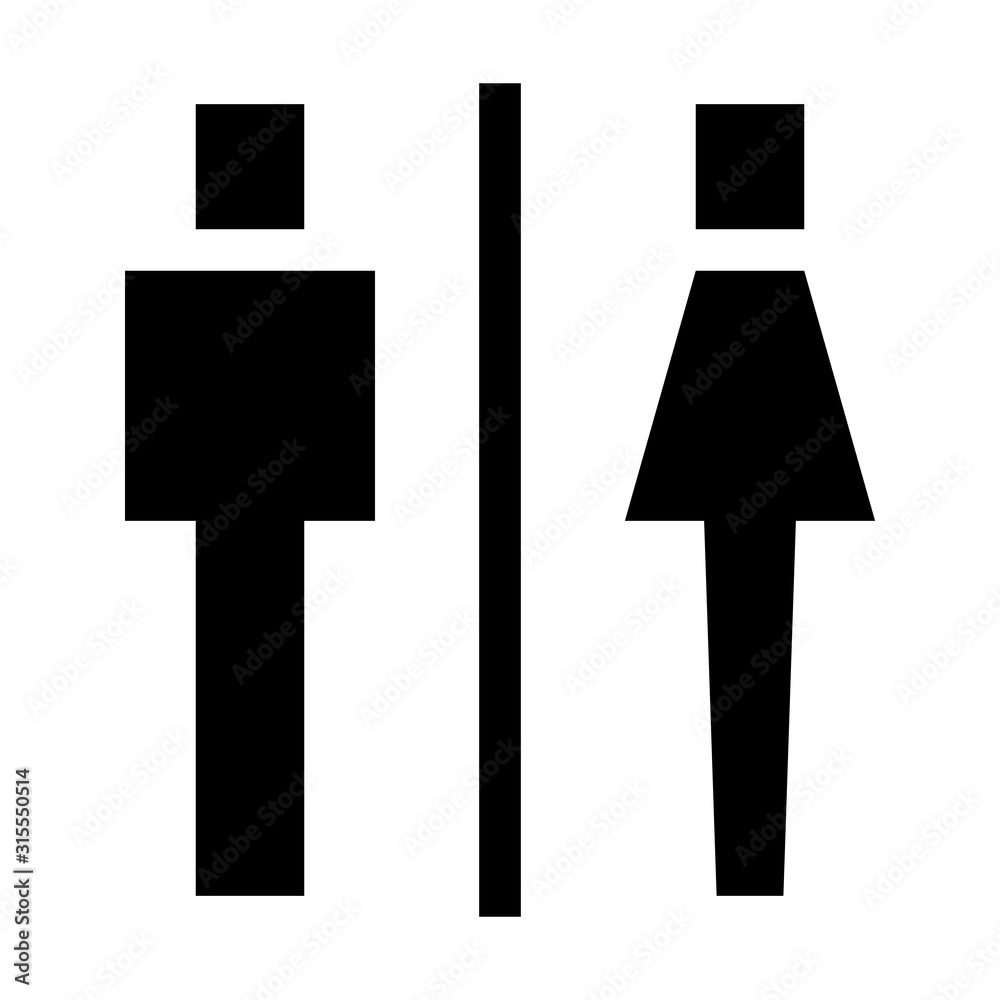 Male Female Toilet Restroom Sign Logo Black Silhouette Body Square