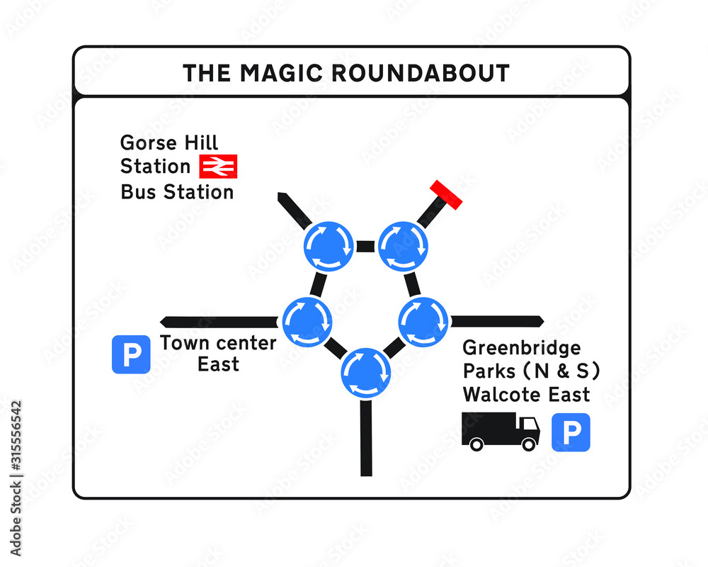 Swindon Magic Roundabout vector sign Stock Vector | Adobe Stock