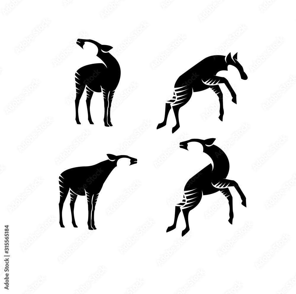set of okapi black logo icon design Stock Vector | Adobe Stock
