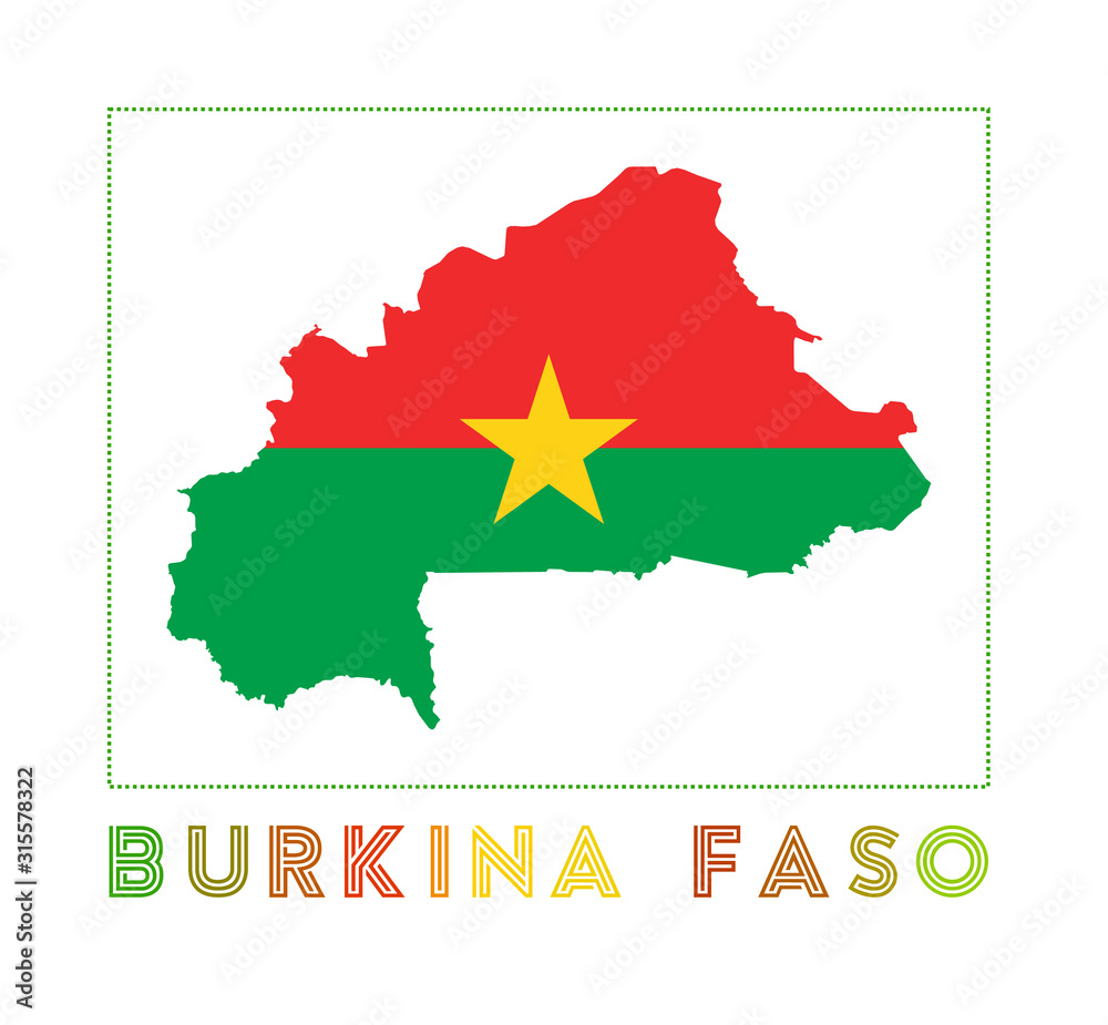 Burkina Faso Logo Map Of Burkina Faso With Country Name And Flag