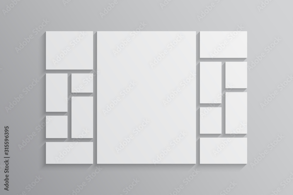 Vector empty collage board thirteen images, photos Stock Vector | Adobe ...