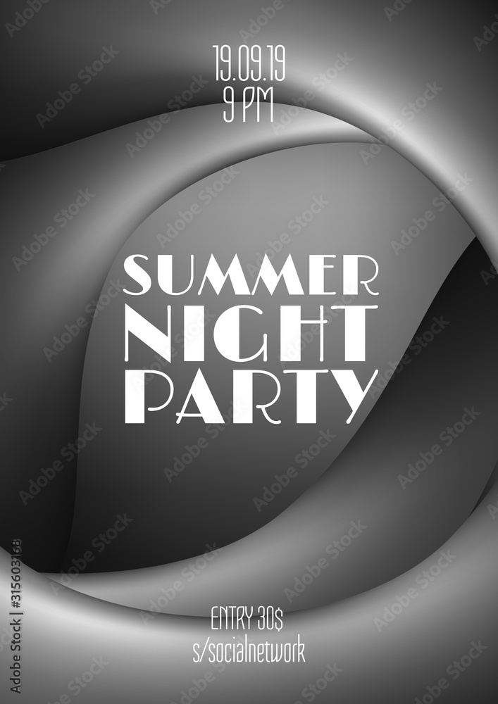Invitation to a party in the style of Noir.Black and white abstract ...