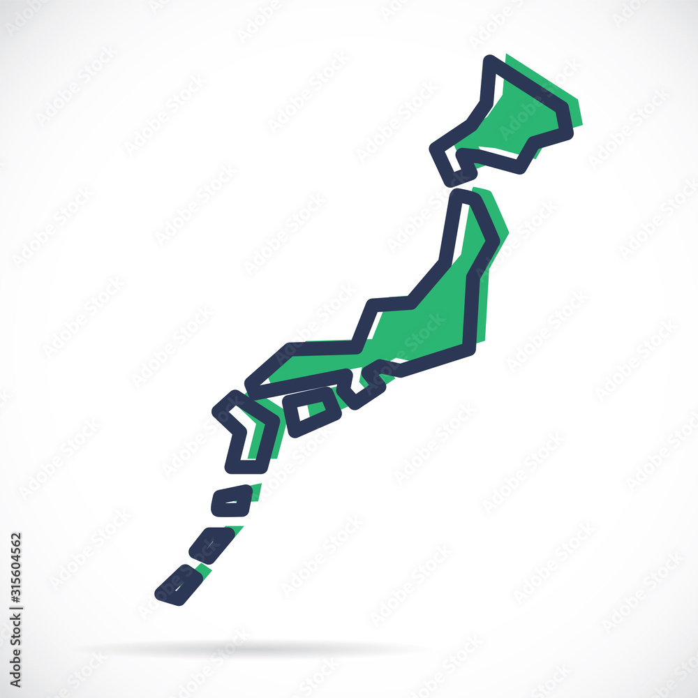 Stylized simple outline map of Japan Stock Vector | Adobe Stock
