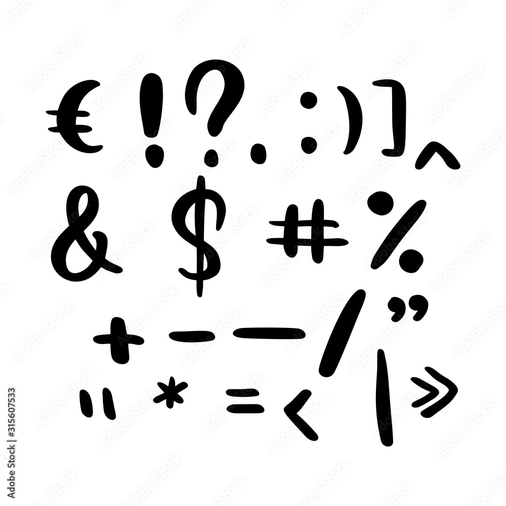 Vector illustration of Hand Drawn Calligraphic punctuation marks. Brush ...