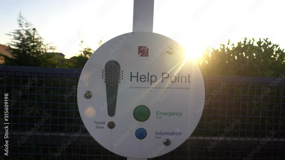 The Longton train station platform help point, for emergency calls and ...
