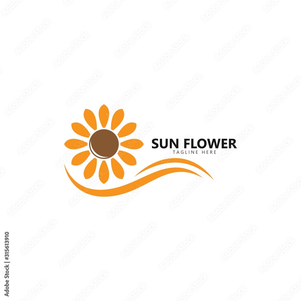 Sun flower floral logo vector icon Stock Vector | Adobe Stock