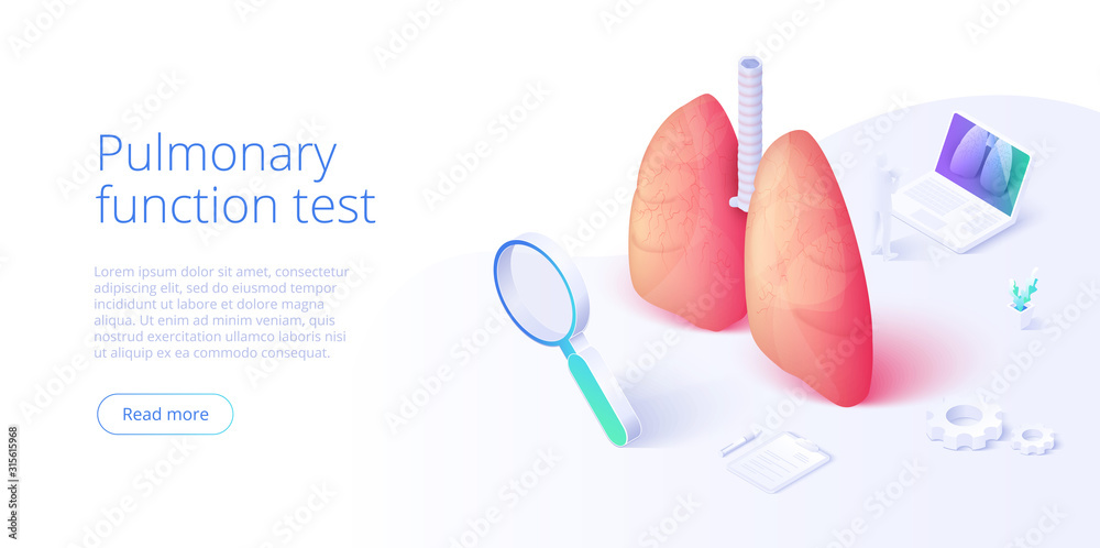 Vetor de Pulmonary function test illustration in isometric vector ...