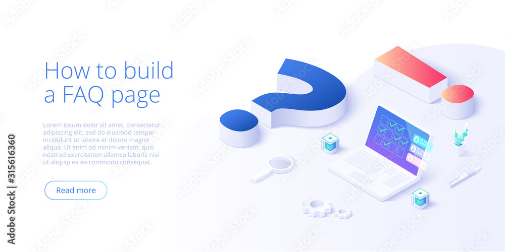 FAQ concept in isometric vector illustration. Frequently asked ...