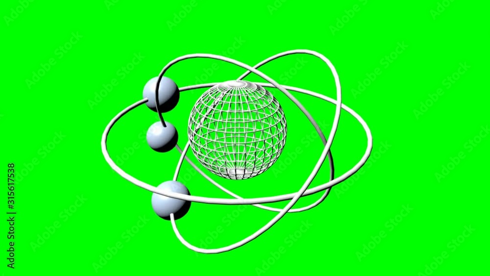 Vídeo do Stock: Wireframe planet model with three orbits and three ... Vídeo do Stock: Wireframe planet model with three orbits and three ...
