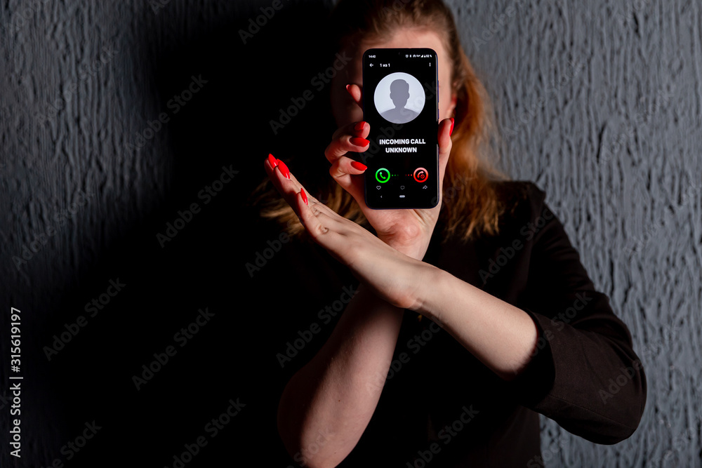 Phone call from unknown number. Scam, fraud or phishing with smartphone ...