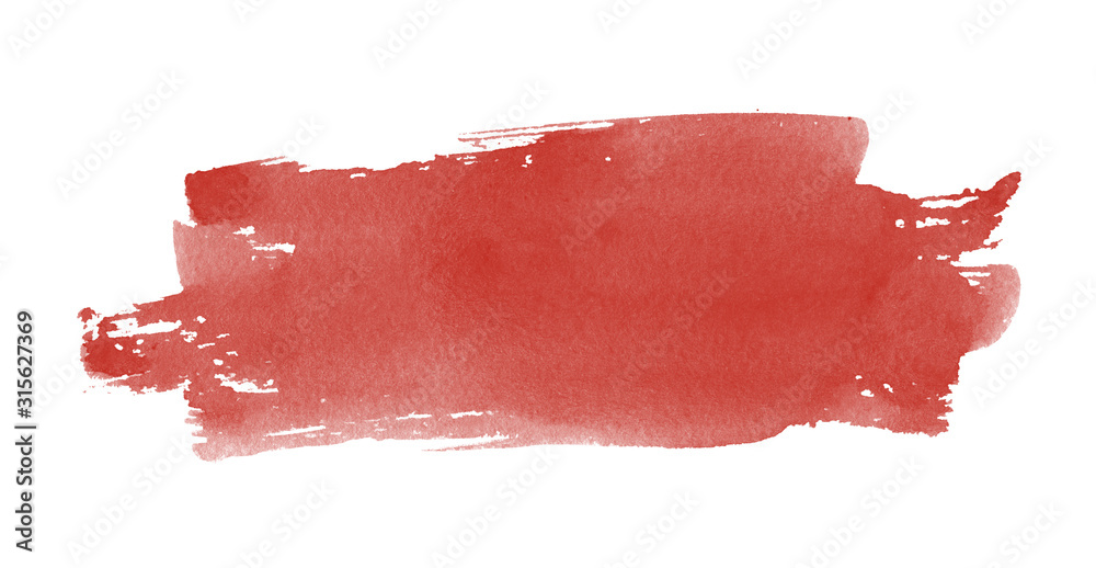Watercolor red smear. Painted with a red paint symbol. Stock ...