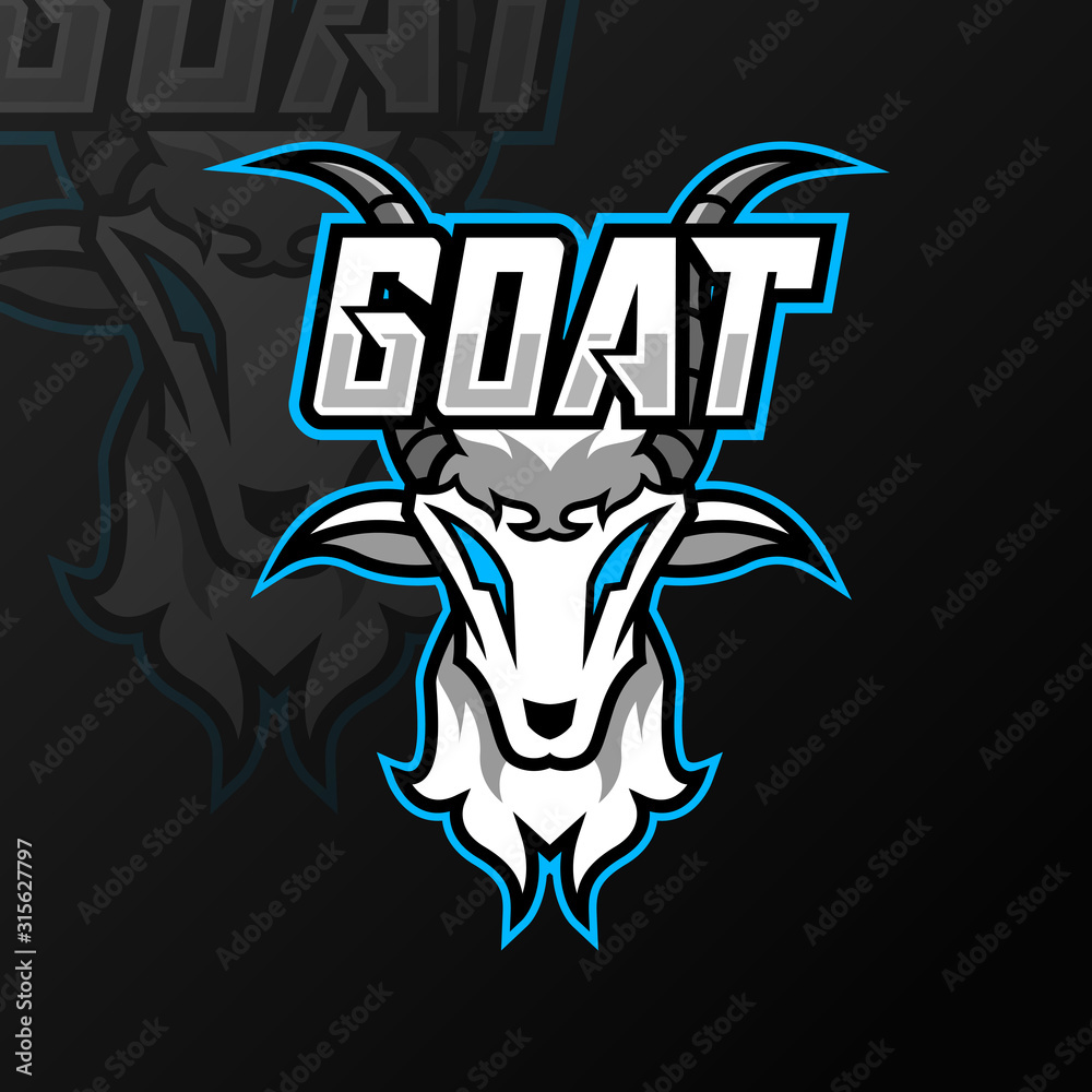 goat sheeep mascot sport esport logo gaming template black fur green ...