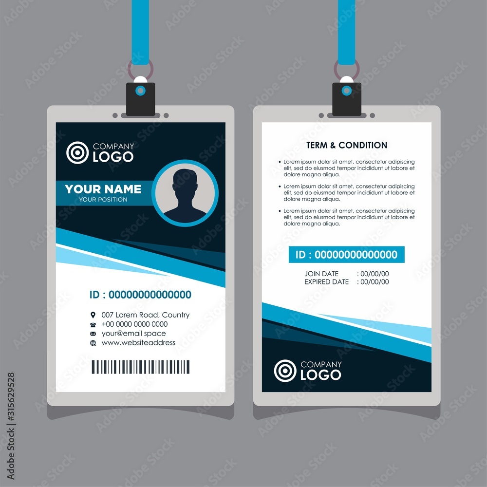 Abstract Professional Blue Modern Id Card Design Template Vector Image ...