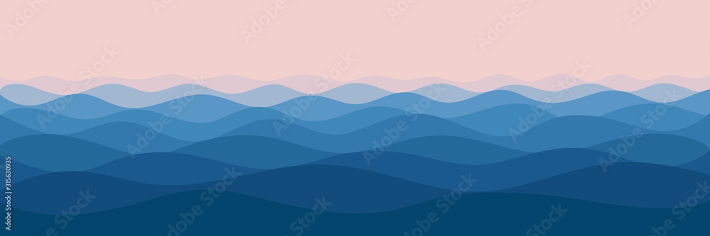 Vector drawing of waves on the sea, natural background Stock Vector ...