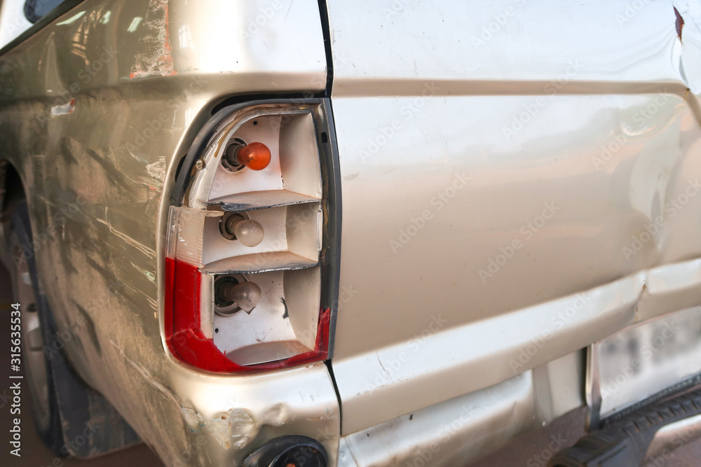 Pickup car was an accident, the tail light is broken Stock Photo ...