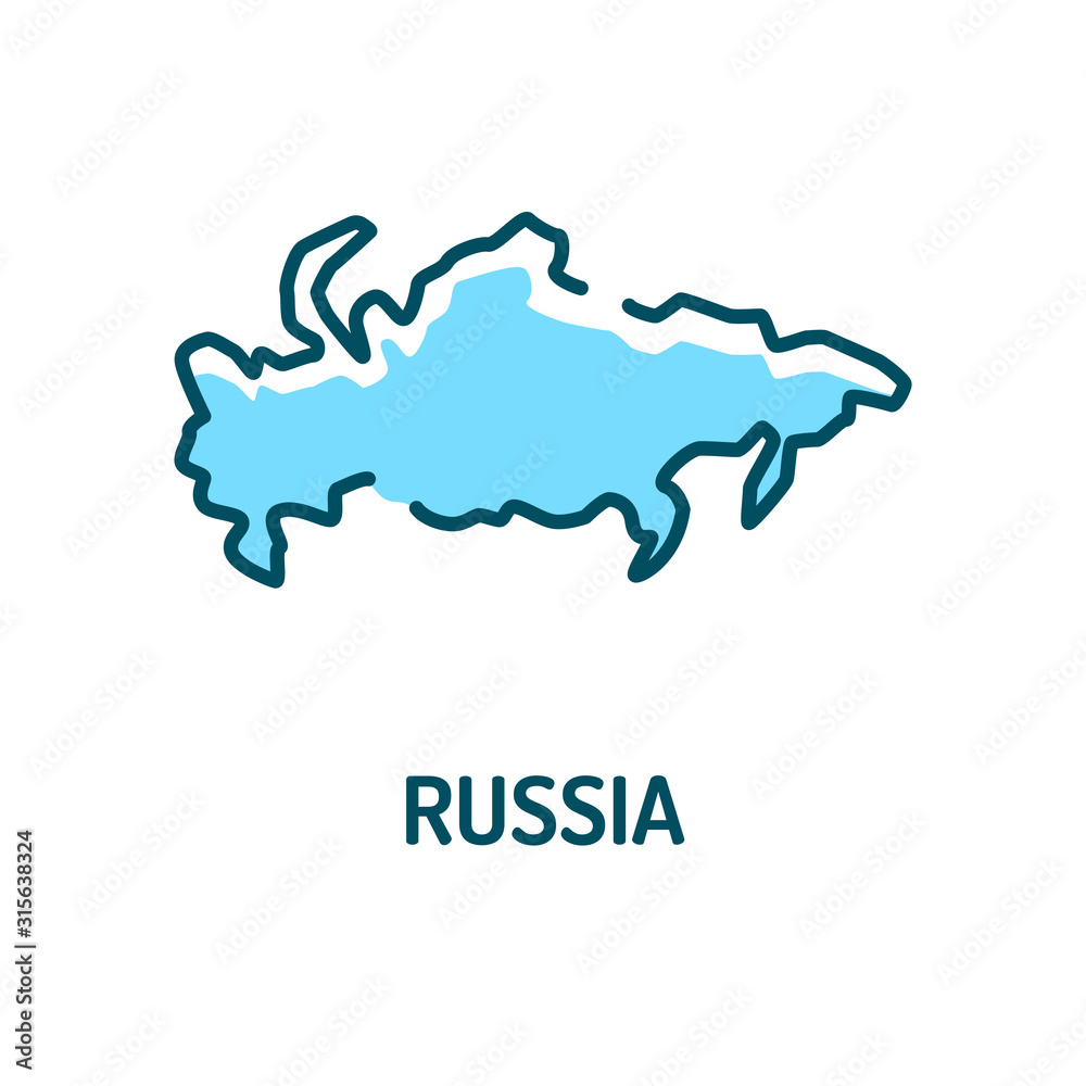 Russia map color line icon. Border of the country. Pictogram for web ...