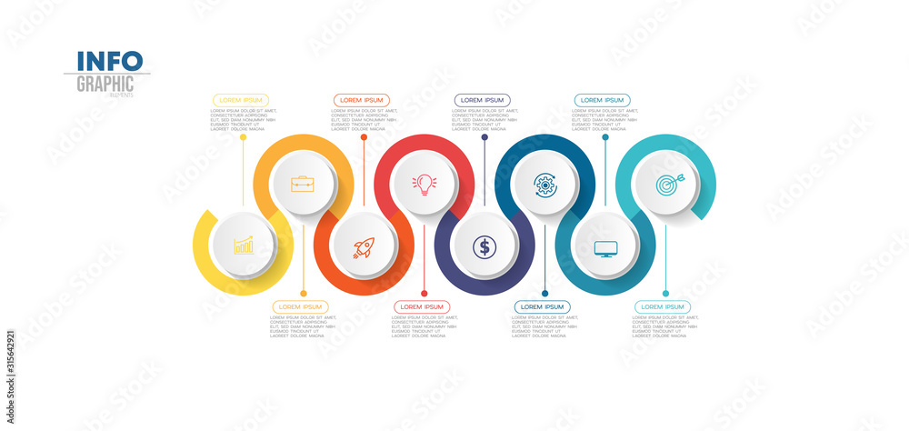 Infographic element with icons and 8 options or steps. Can be used for ...