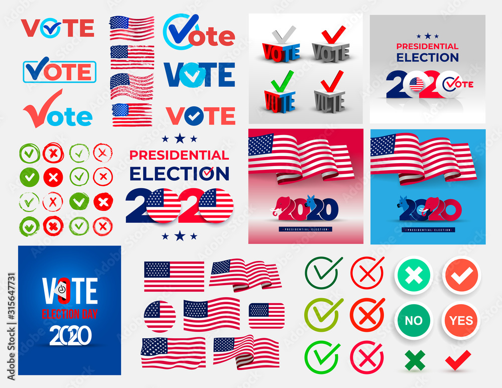 Big set of 2020 United States of America Presidential election. Design ...
