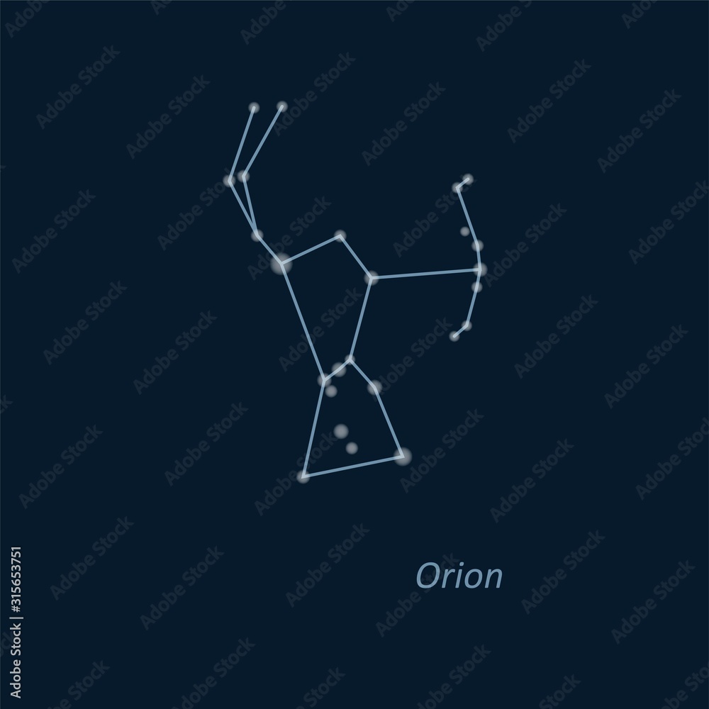 Science astronomy, star chart on deep blue background. Orion ...
