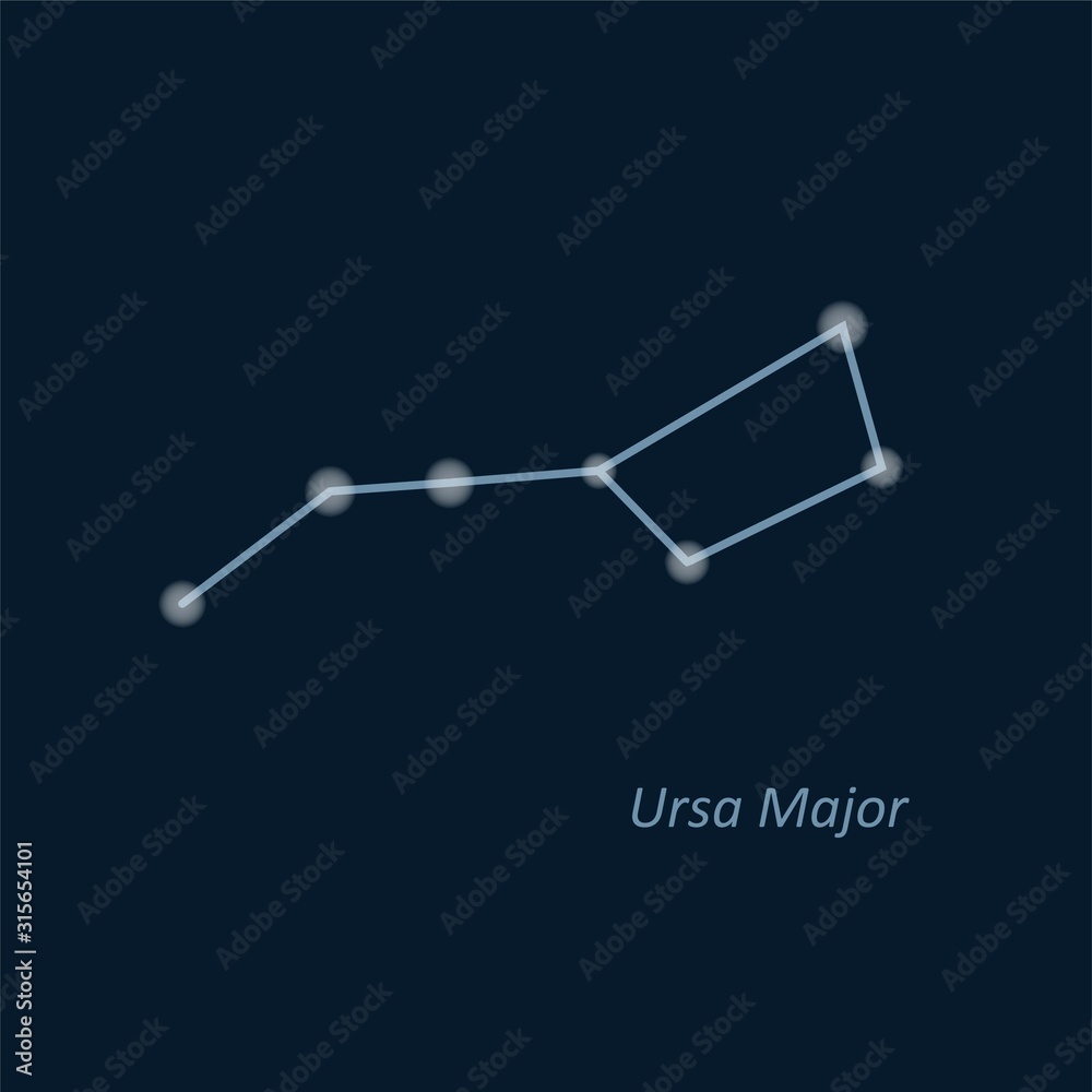 Science astronomy, star chart on deep blue background. Ursa Major ...