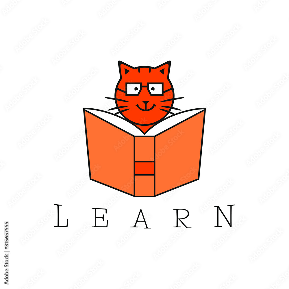 Logo about the importance of reading. With an illustration of a cat who ...