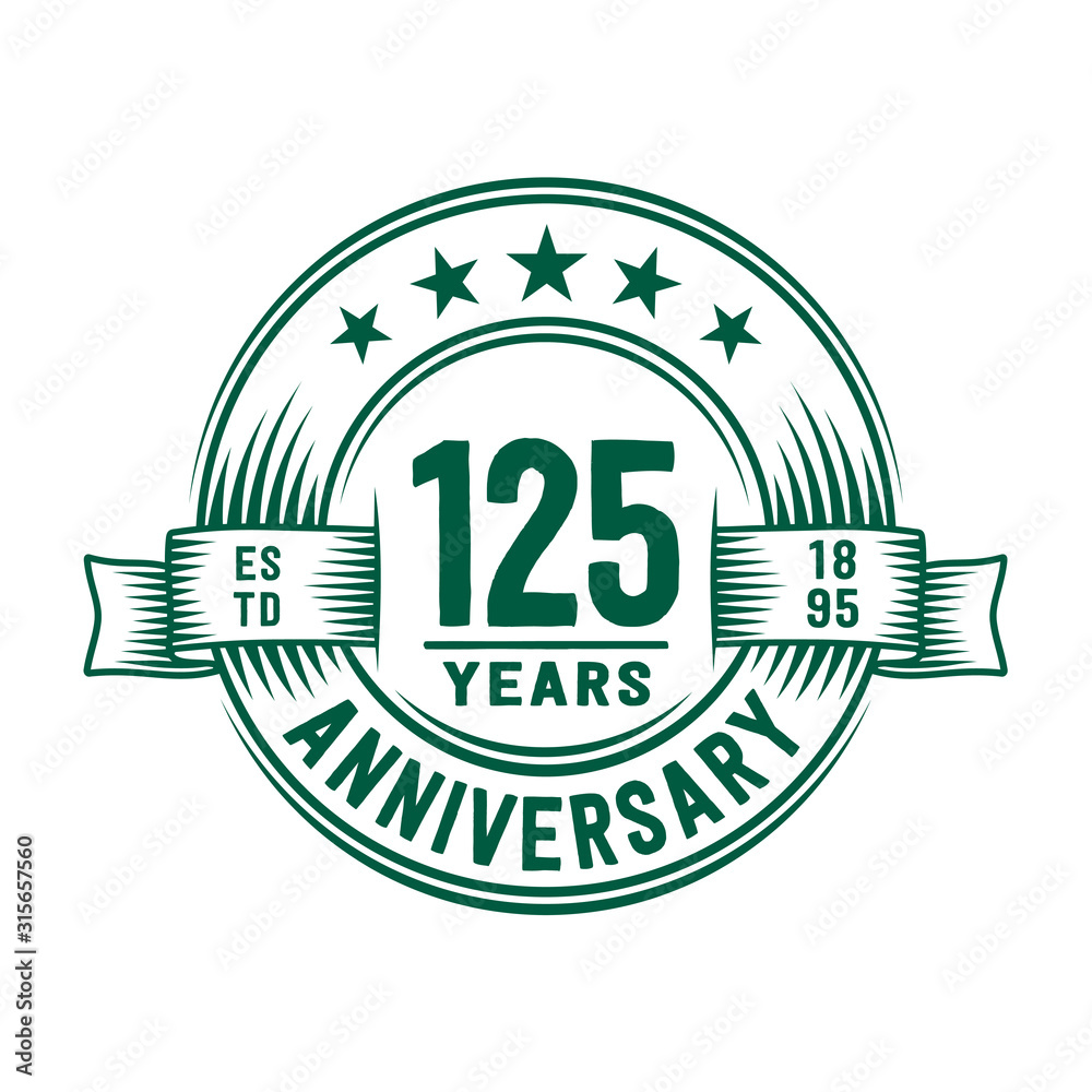 125 years logo design template. 125th anniversary vector and ...