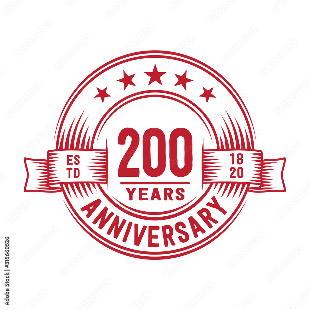 200 years logo design template. 200th anniversary vector and ...