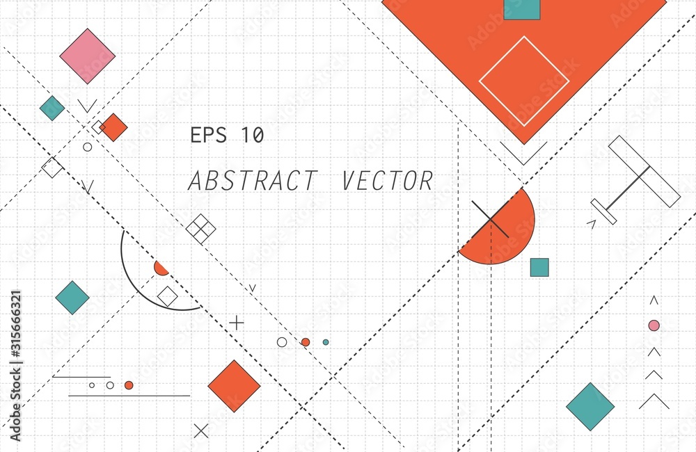 Geometric shapes on a white checkered background Stock Vector | Adobe Stock